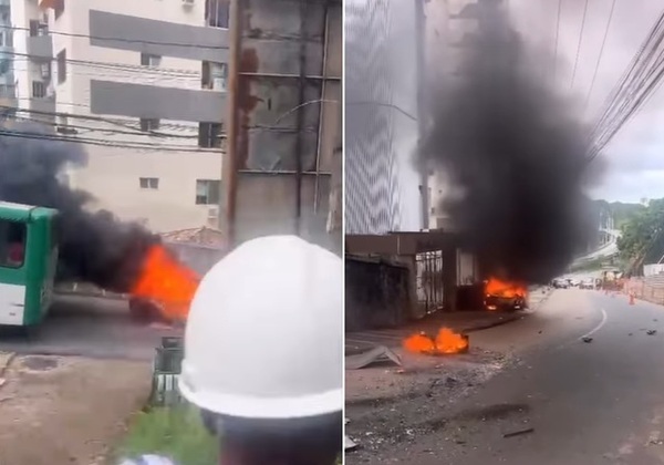 Carro pega fogo, desce desgovernado a Ladeira da Cruz da Redenção e ...